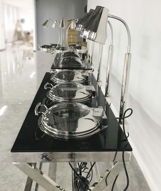 Durable Mobile Buffet Stations 3 Mini Chafing Dishes Feat 3 Heat Lamps ...